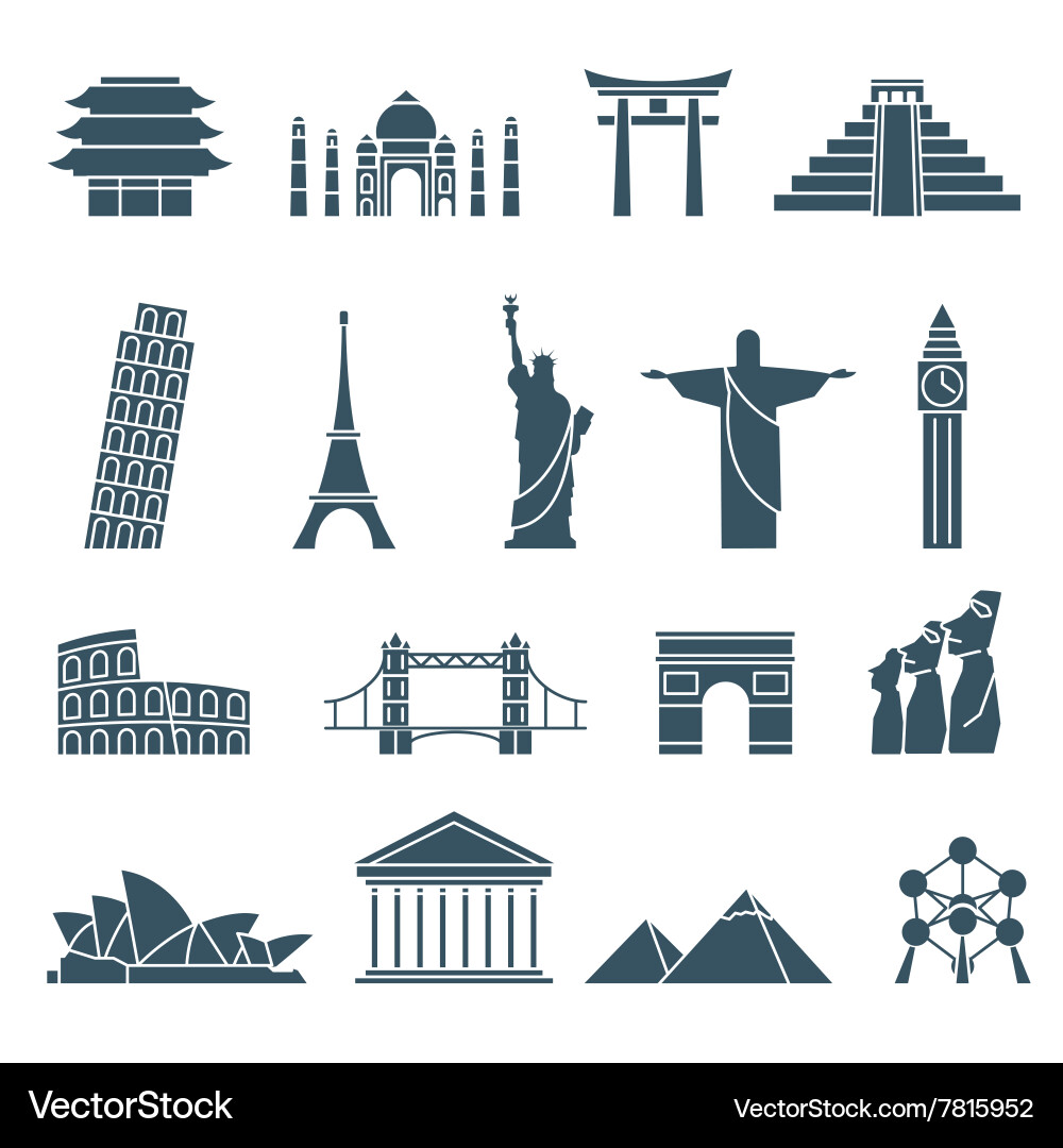 World landmarks icons abstract set Royalty Free Vector Image