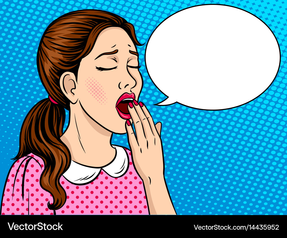Yawning girl pop art style Royalty Free Vector Image