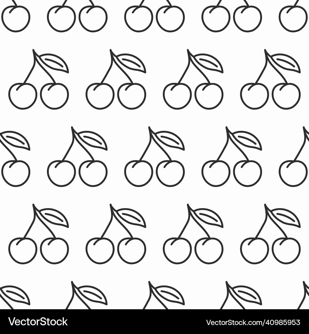 Cherry seamless background line fruit pattern Vector Image