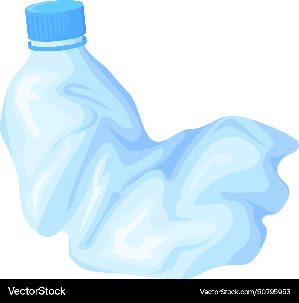 Crumpled bottle used plastic trash cartoon icon Vector Image