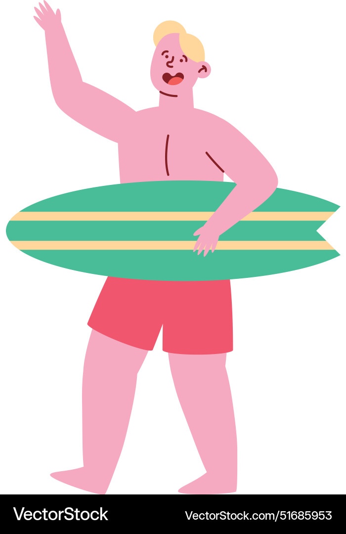 Man with a surfboard in his hands Royalty Free Vector Image