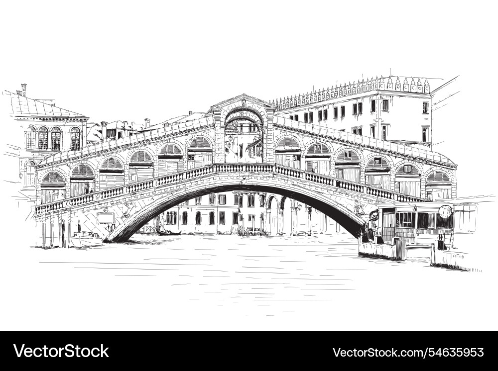 Old rialto bridge Royalty Free Vector Image - VectorStock