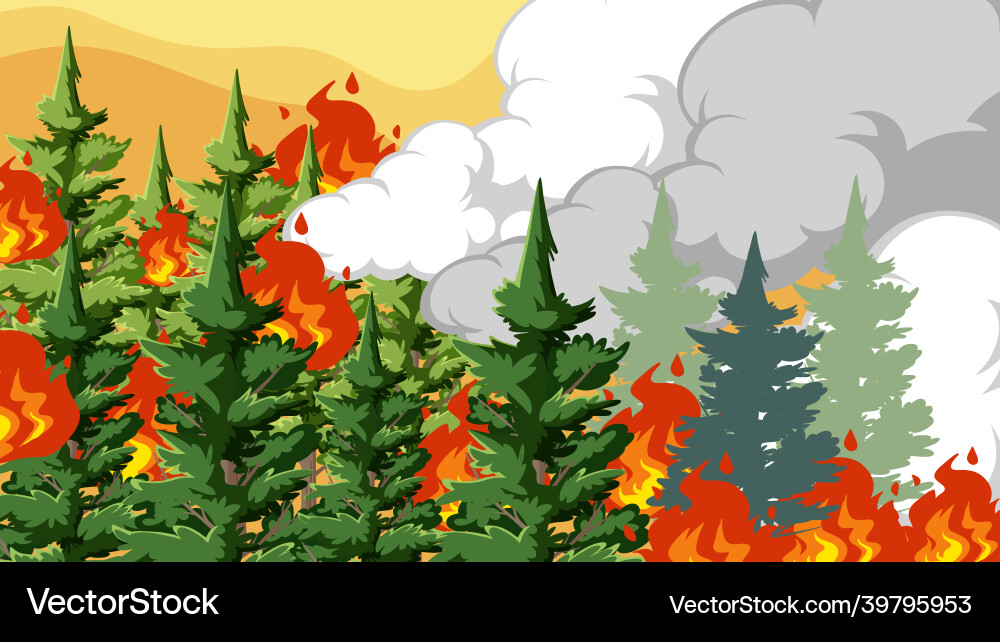 Thumbnail design with fire in the forest Vector Image