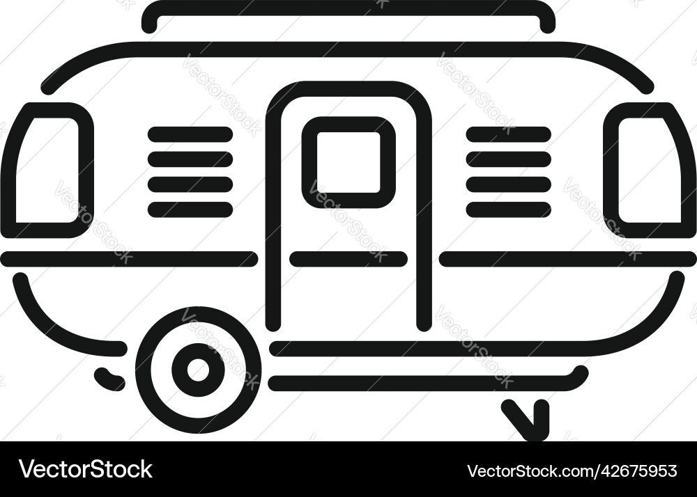 Trailer icon outline camper car Royalty Free Vector Image