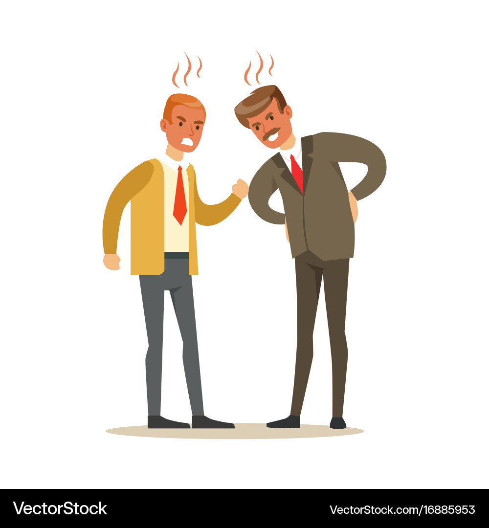 Two businessmen characters fighting angry Vector Image