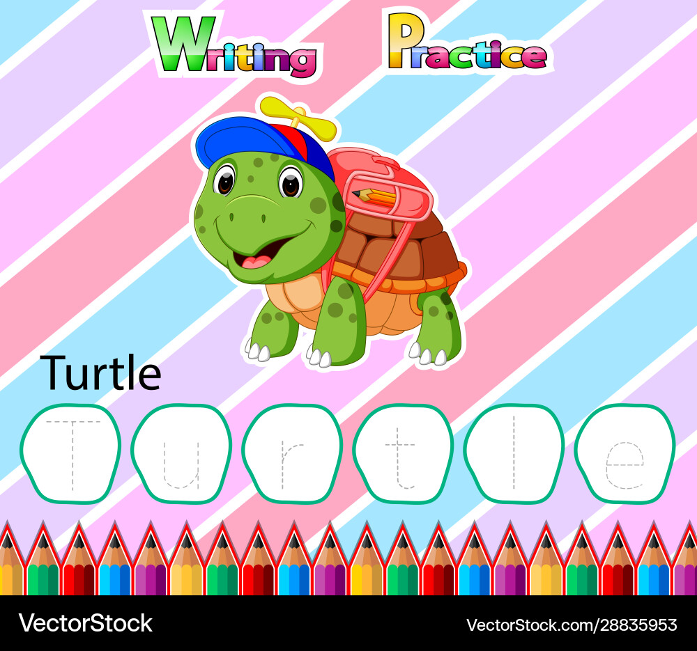 Worksheet writing practice alphabet t for turtle – Royalty-Free Vector ...