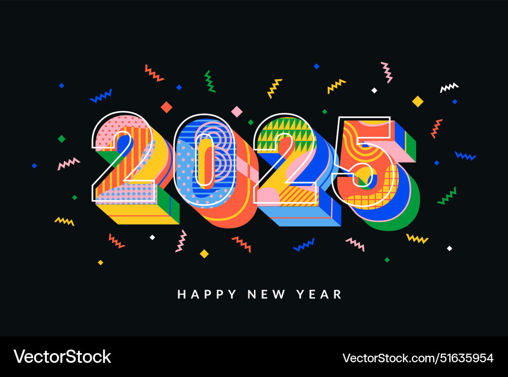 2025 new year banner with 3d numbers Royalty Free Vector