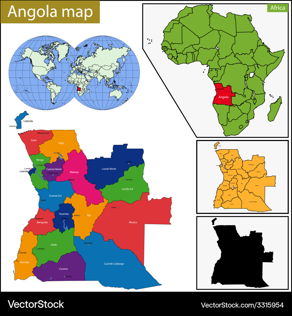 Luanda Map Angola Political Map Capital Luanda Exclave Stock Vector
