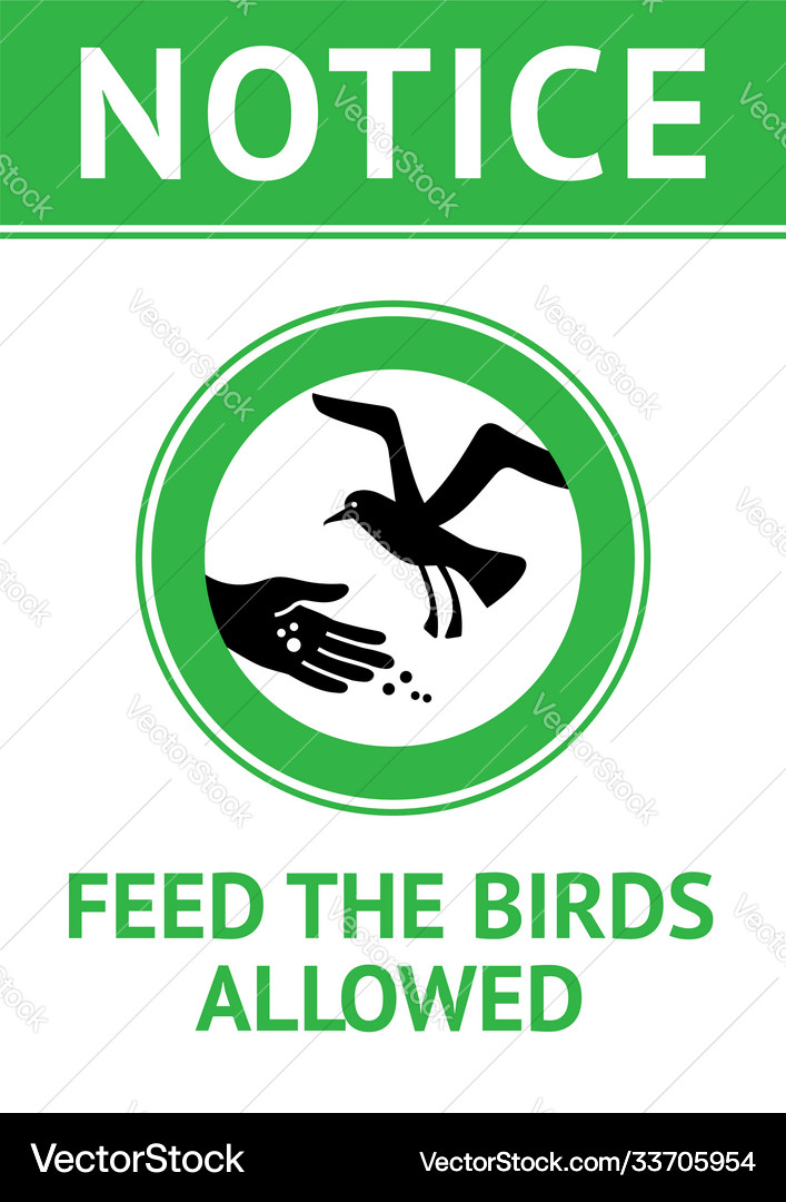 Feeding birds allowed modern forbidding sticker Vector Image