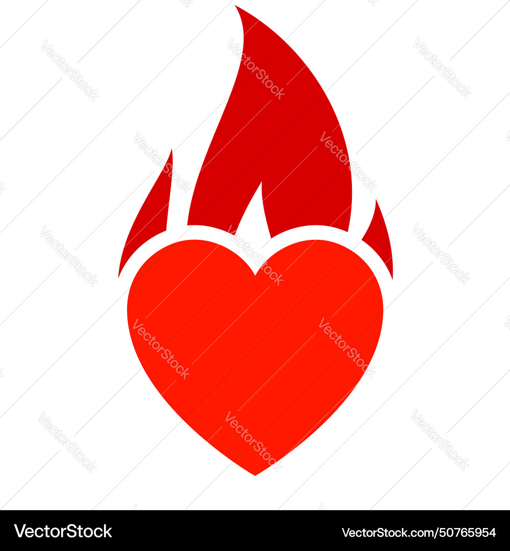 Fire flame icon hot heart symbol Royalty Free Vector Image