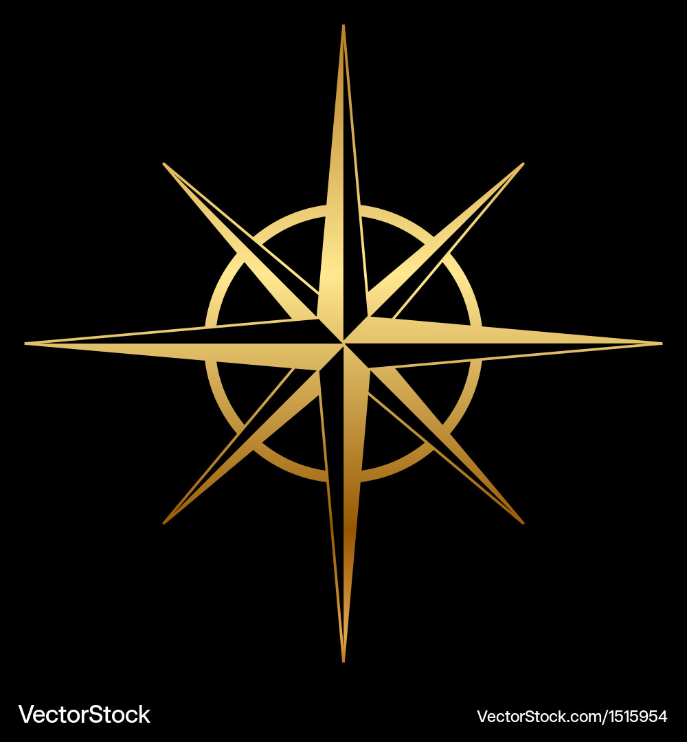 Gold compass icon Royalty Free Vector Image - VectorStock