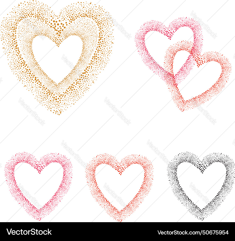 Hearts borders set colorful dots background Vector Image