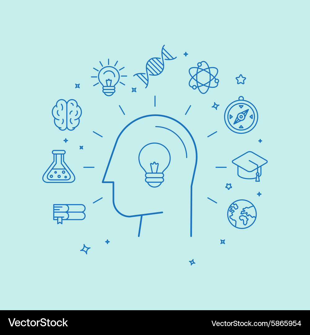 Learning and education concept in linear style Vector Image
