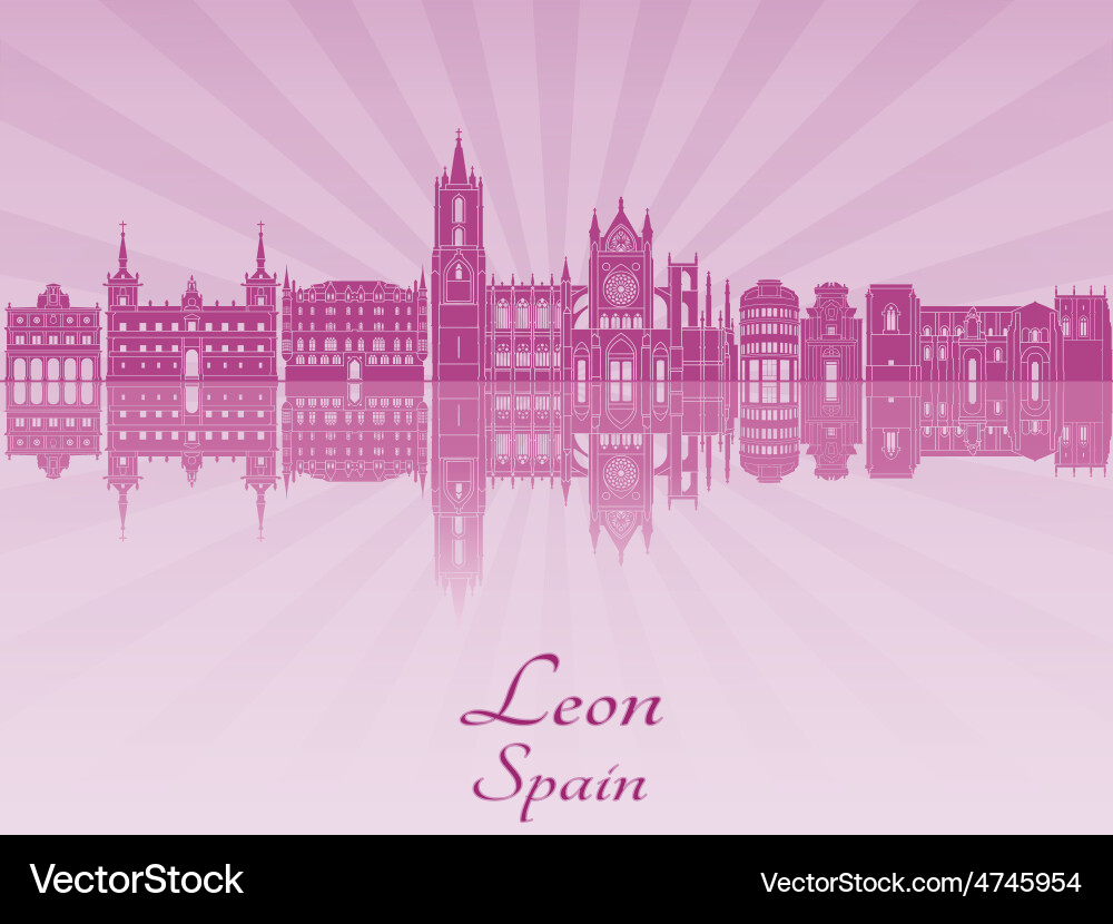 Leon skyline in purple radiant orchid Royalty Free Vector