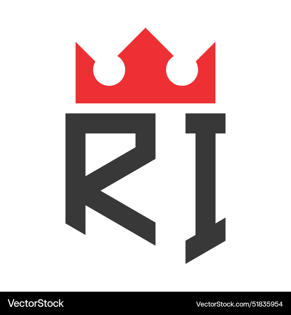 Letter ri crown logo Royalty Free Vector Image