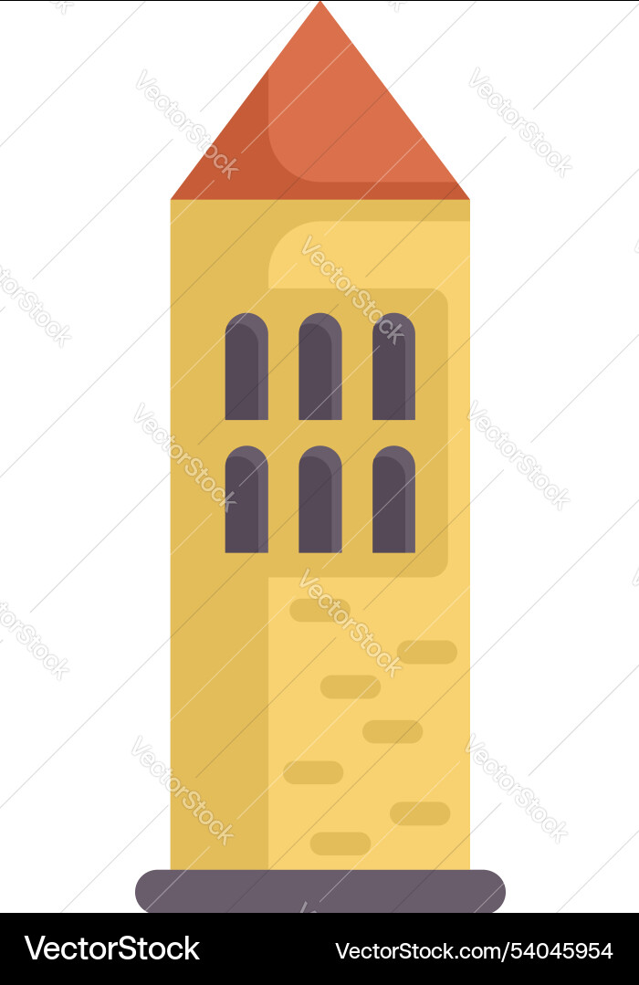 Medieval stone tower with arched windows reaching Vector Image