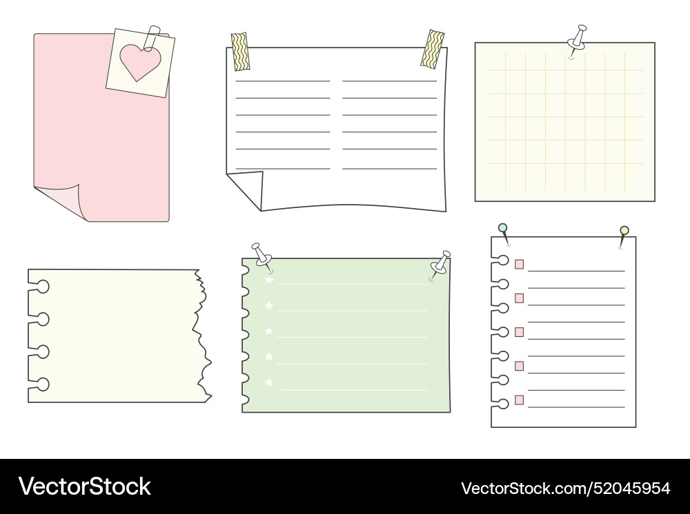 Memo sticky notes sheet reminder color office Vector Image