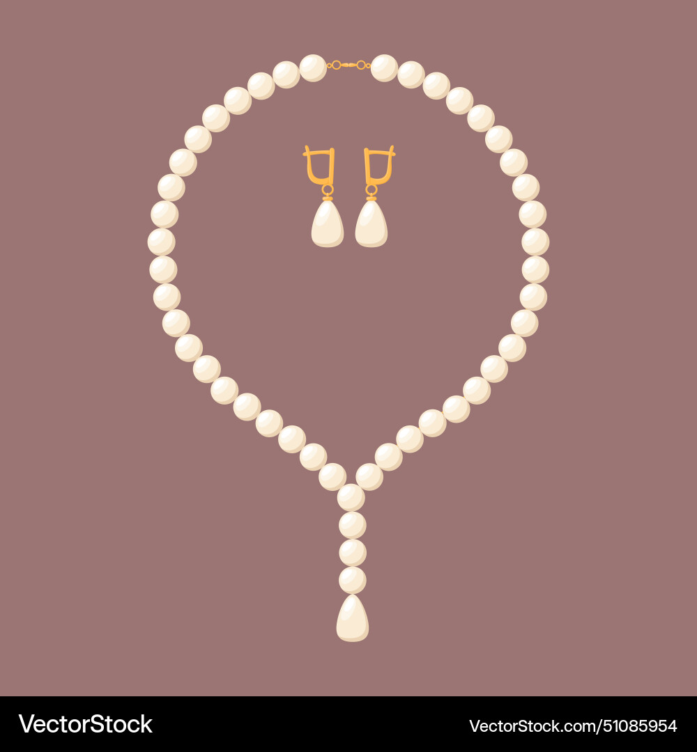 Pearl necklace and earrings Royalty Free Vector Image