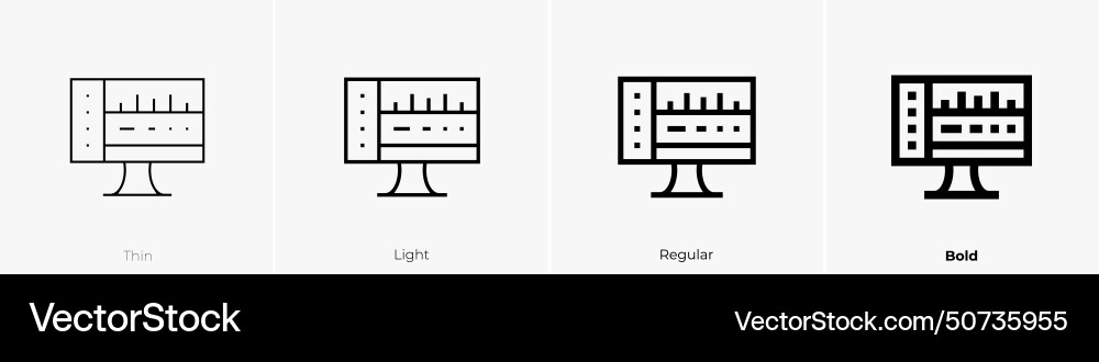 Audio editing icon thin light regular and bold Vector Image
