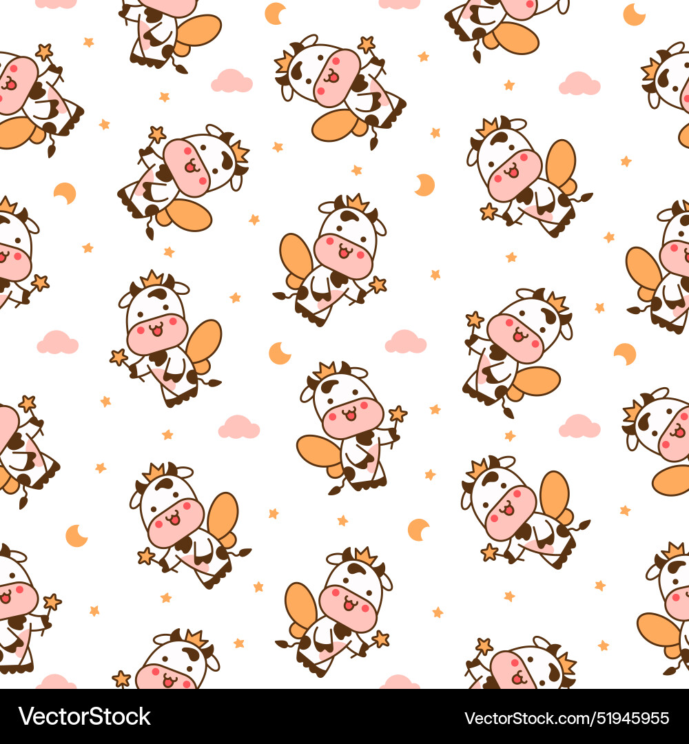 Beautiful cow cartoon character seamless pattern Vector Image