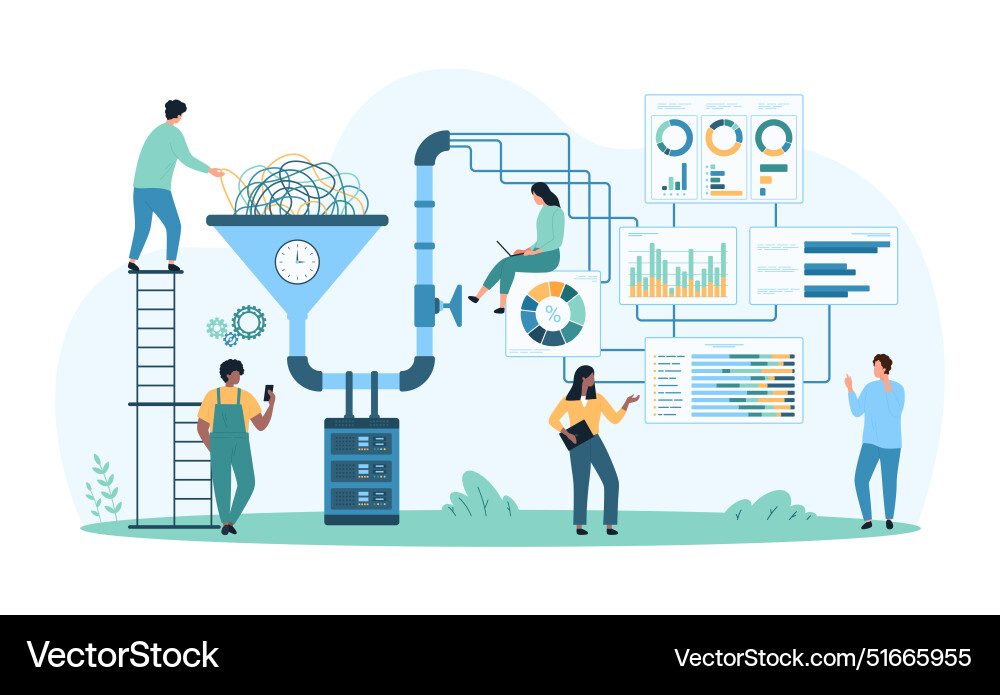 Big data funnel ai technology for digital Vector Image