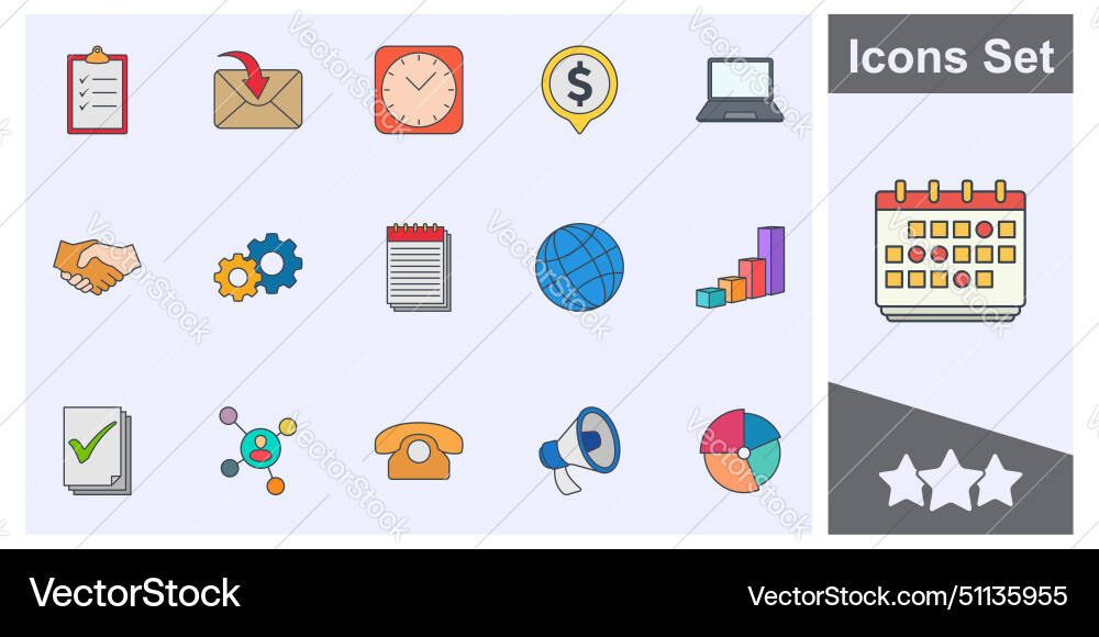 Business or organisation management icon set Vector Image