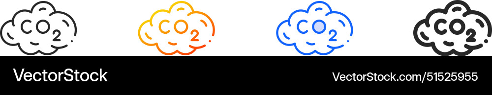 Co cloud iconthin linear gradient blue stroke Vector Image