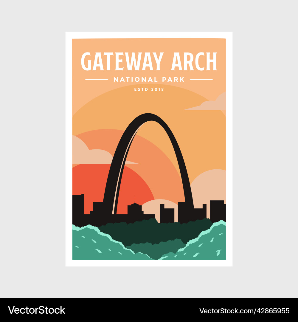 Gateway arch national park poster design Vector Image