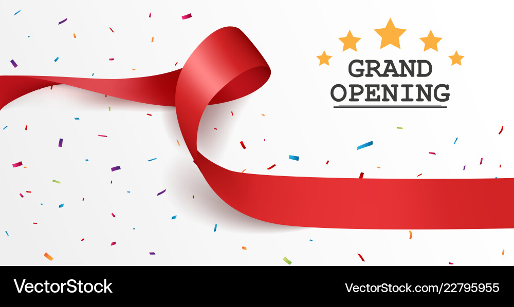 Grand opening background with red ribbon Vector Image