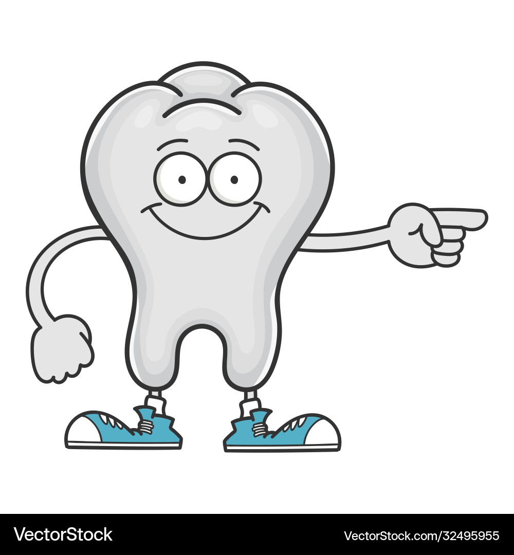 Happy smiling tooth cartoon character Royalty Free Vector