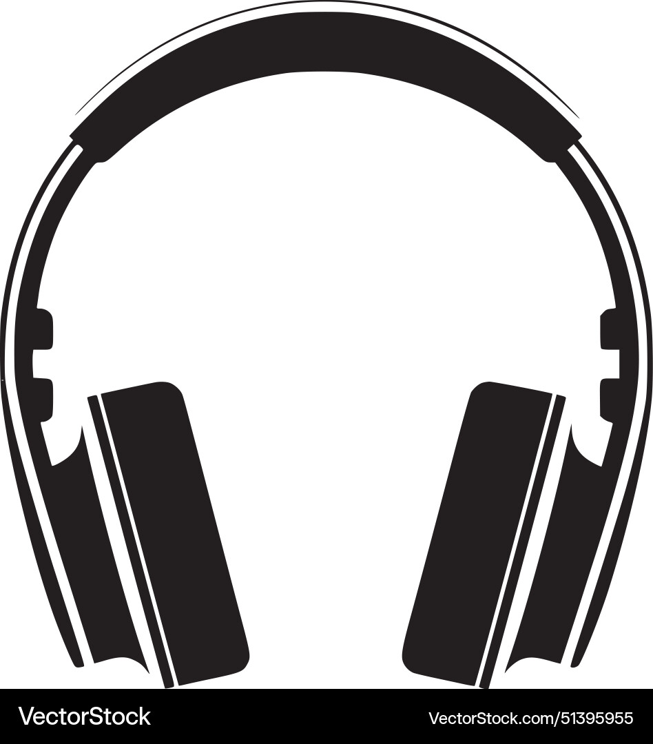 Headphone - black and white Royalty Free Vector Image