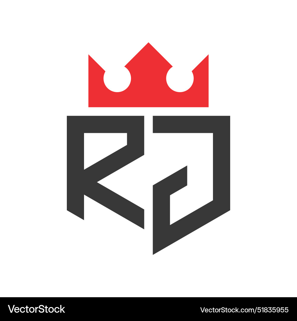 Letter rj crown logo Royalty Free Vector Image