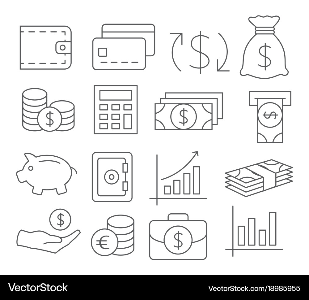 Money line icons Royalty Free Vector Image - VectorStock