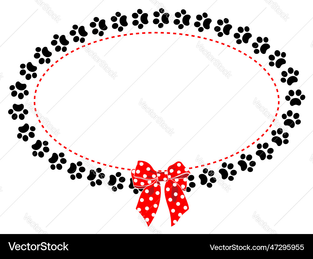 Paw prints animal pet oval frame Royalty Free Vector Image