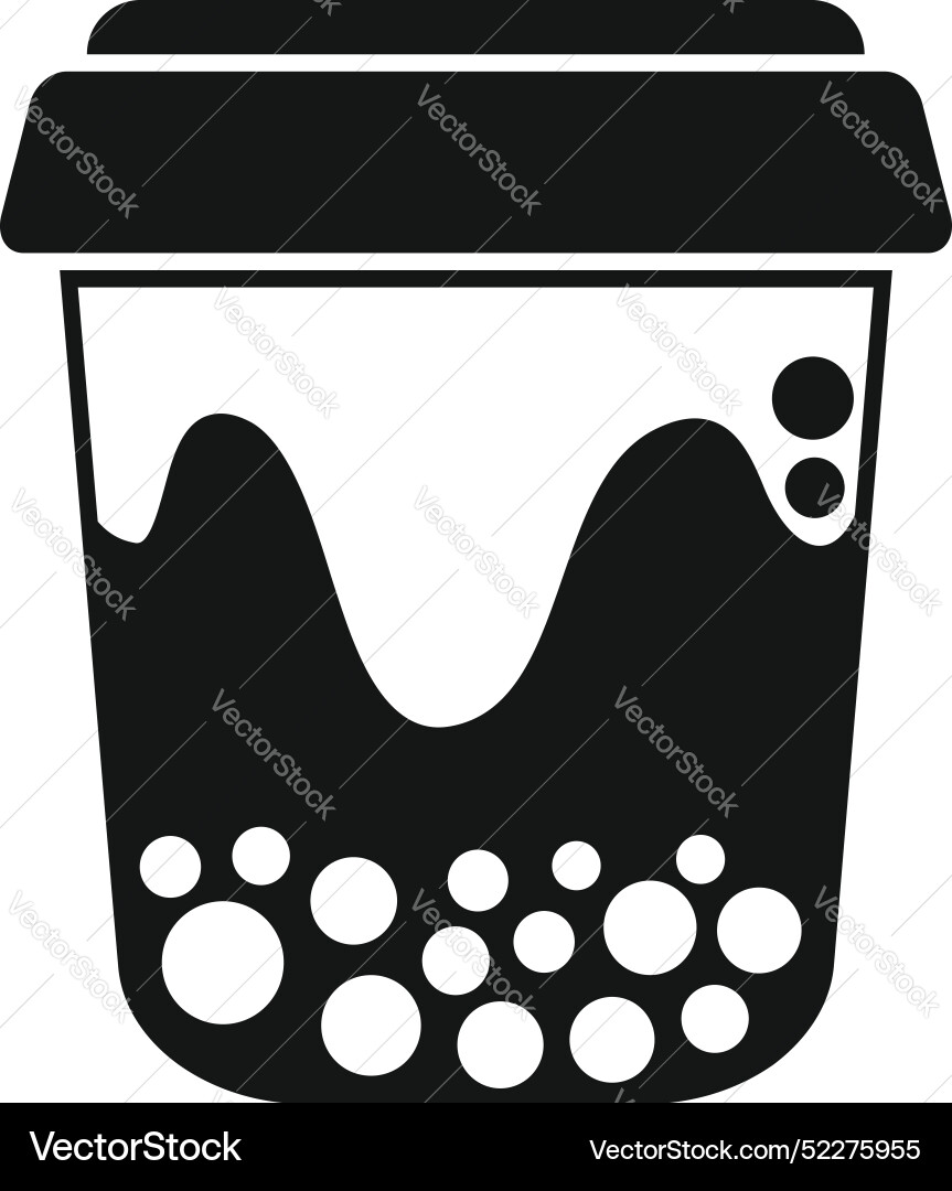 Plastic cup showing bubble tea with tapioca pearls