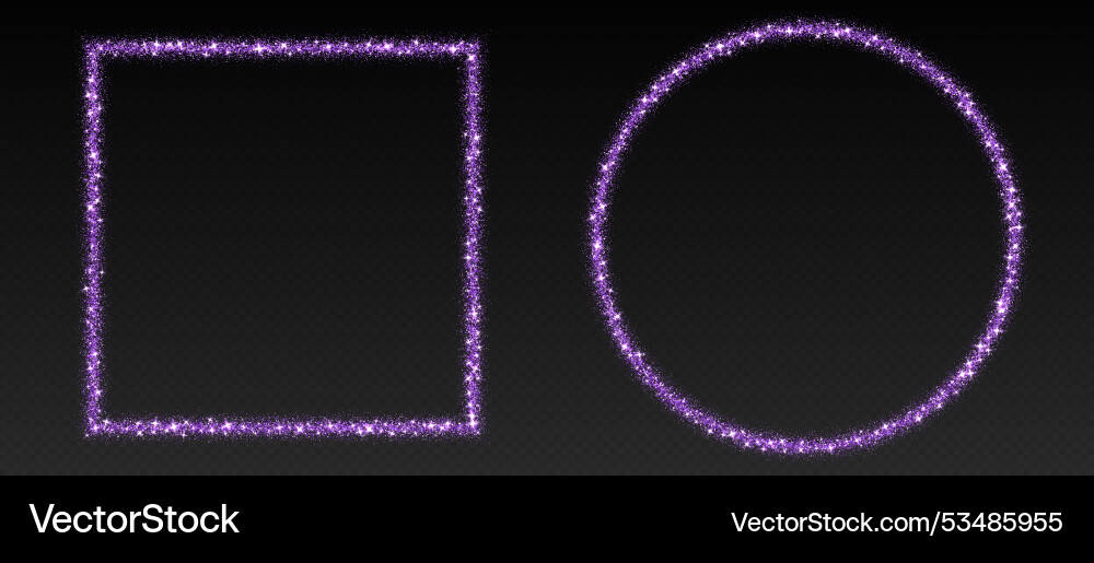 Purple glitter frames shimmering borders Vector Image