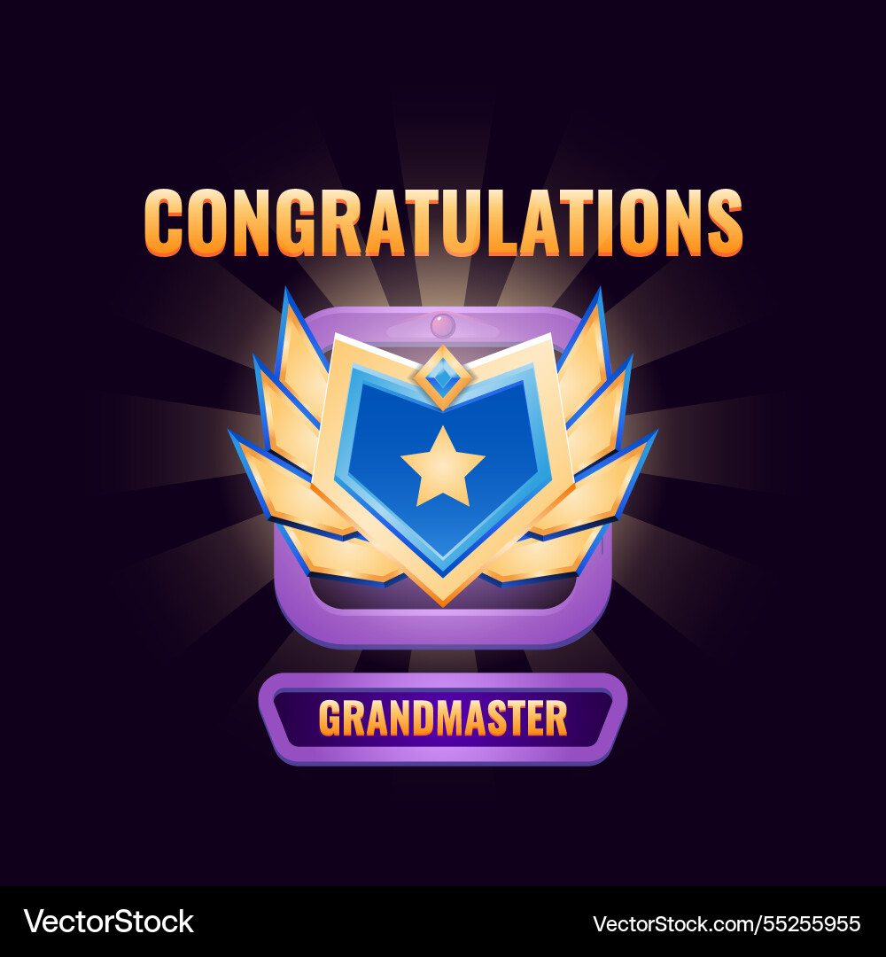 Ranked up interface with golden diamond badge Vector Image