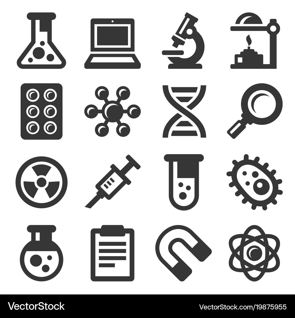 Science icons set on white background Royalty Free Vector
