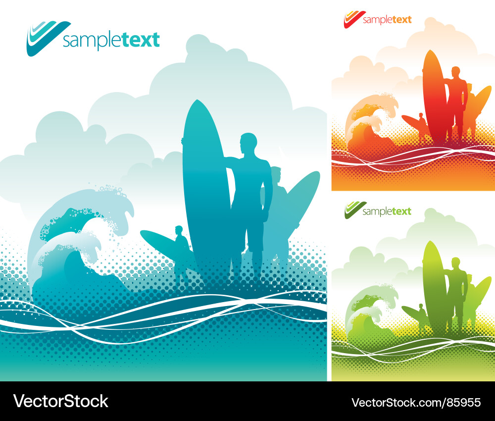 Surfers team Royalty Free Vector Image - VectorStock