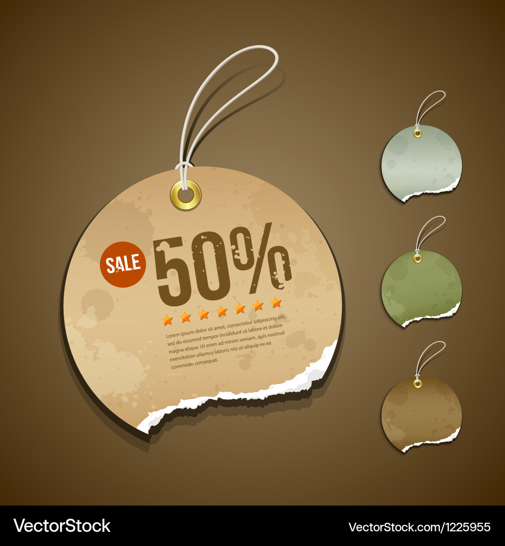 Vintage ripped label circle paper design Vector Image