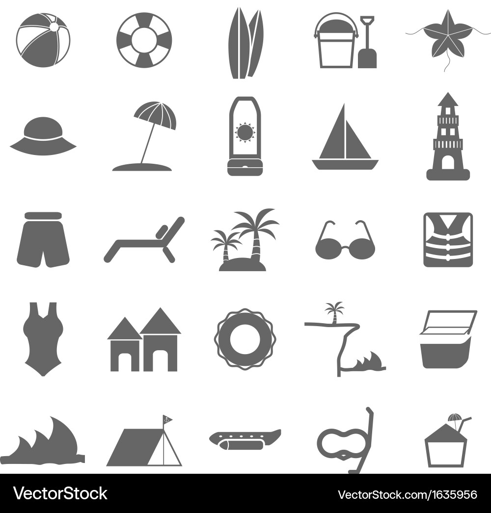 Beach icons on white background Royalty Free Vector Image