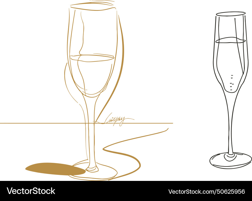 Beautiful minimal continuous line glass Royalty Free Vector