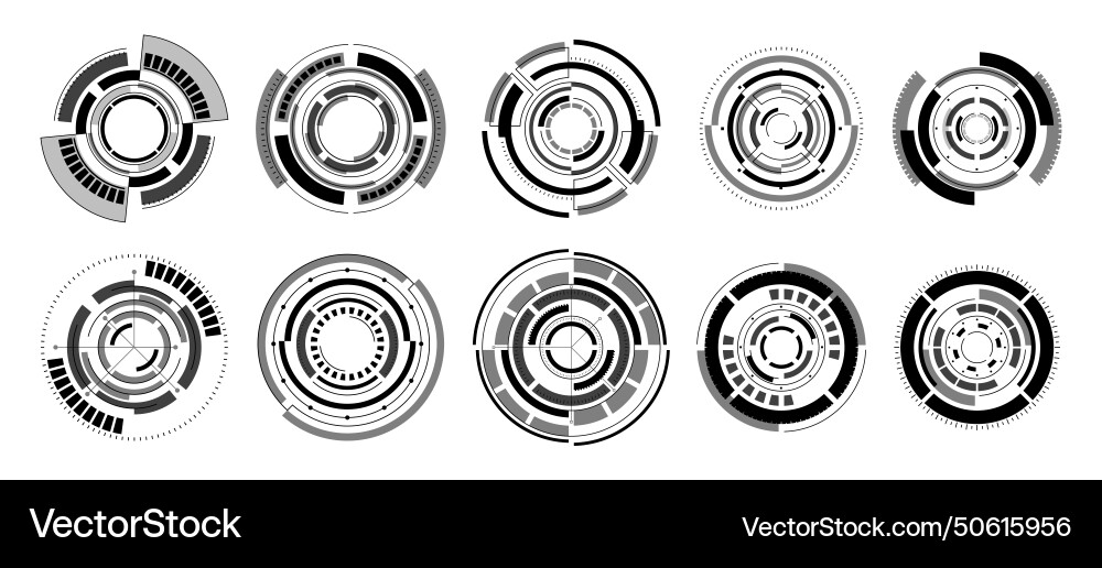 Black and white hi-tech circles futuristic Vector Image