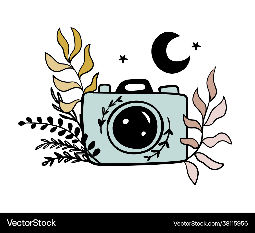 Boho Camera Icon - Vintage Style Royalty Free Vector Image