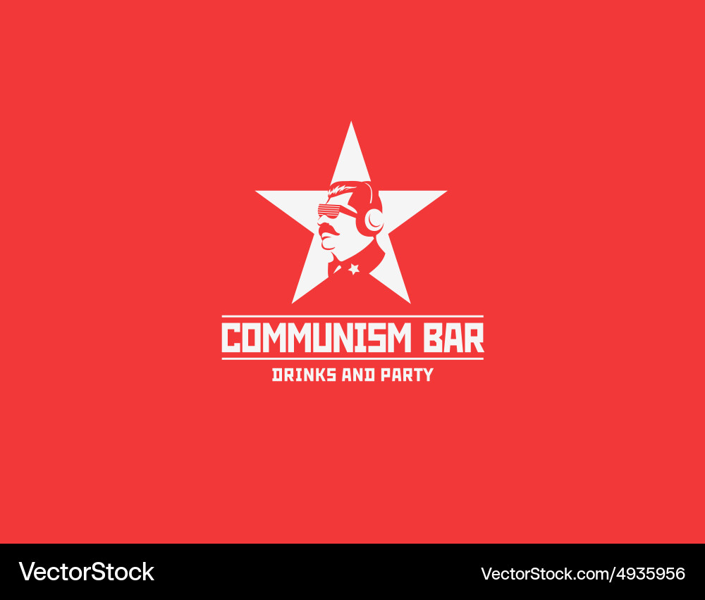 Communism style logo restaurant bar Royalty Free Vector