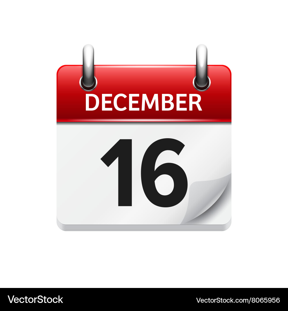 December 16 flat daily calendar icon Royalty Free Vector