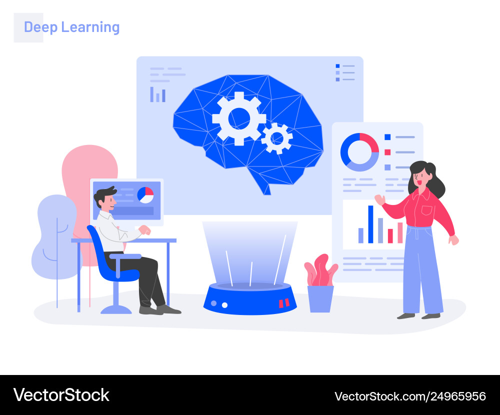 Deep learning concept modern flat design Vector Image
