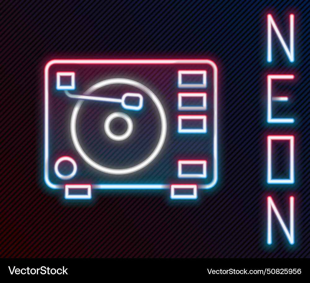 Glowing neon line vinyl player with a disk Vector Image
