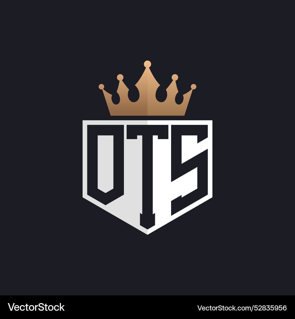 Luxury ots logo with crown elegant initials Vector Image