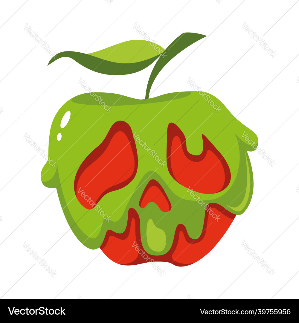 Poison apple for halloween cartoon Royalty Free Vector Image
